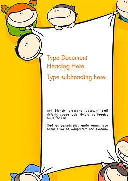 Cute Cartoon Kids Holding a Canvas Word Template 14380 ...