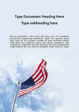 American Flag Waving on Flagpole Word Template 15780 | PoweredTemplate.com