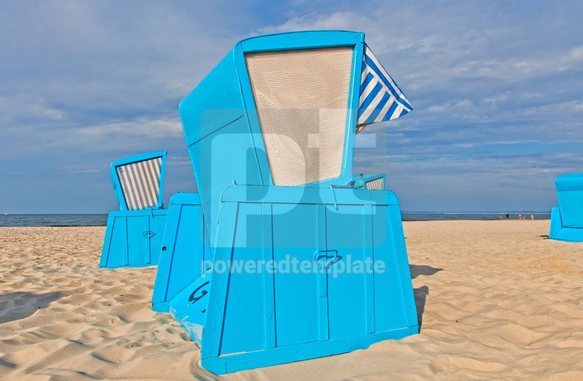 Hooded beach chairs (strandkorb) at the Baltic seacoast Stock Photo 63601