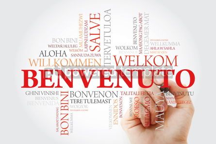 Benvenuto (Welcome in Italian) word cloud with marker in differe Foto 65886