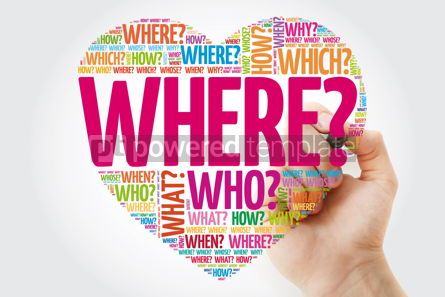 Where? Question heart Questions words concept background with m Stock ...