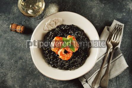 Delicious Italian risotto with grilled big tails of shrimp and ...