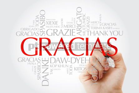 Gracias Thank You in Spanish word cloud in different languages Foto 73500