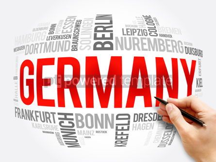 Germany Map and Cities Word Cloud PowerPoint Template, Backgrounds ...