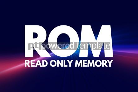 ROM - Read Only Memory acronym technology concept background Stock ...