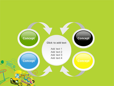 School Bus As Childish Picture PowerPoint Template, Backgrounds | 06932 ...