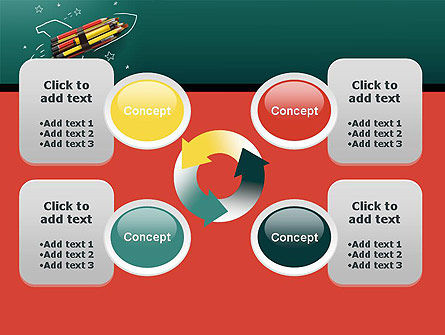 Rocket Ship Launch Made with Pencils PowerPoint Template, Backgrounds ...