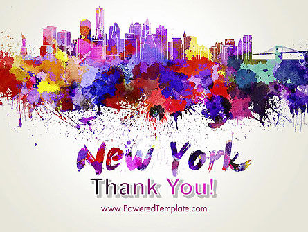 New York Skyline in Watercolor Splatters PowerPoint Template ...