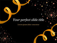 Golden Festive Ribbons PowerPoint Template, Backgrounds | 15344 ...