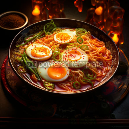 Authentic Japanese Ramen Bowl with Fried Eggs and Spring Onions | AI ...