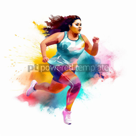 Plus Size Woman Running in Watercolor Illustration | Free, AI Image ...