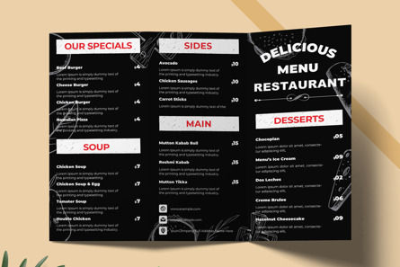 Restaurant Food Menu Layout Instant Download Canva Supported | Brochure ...