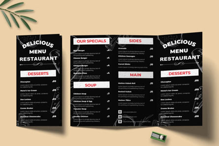 Restaurant Food Menu Layout Instant Download Canva Supported | Brochure ...