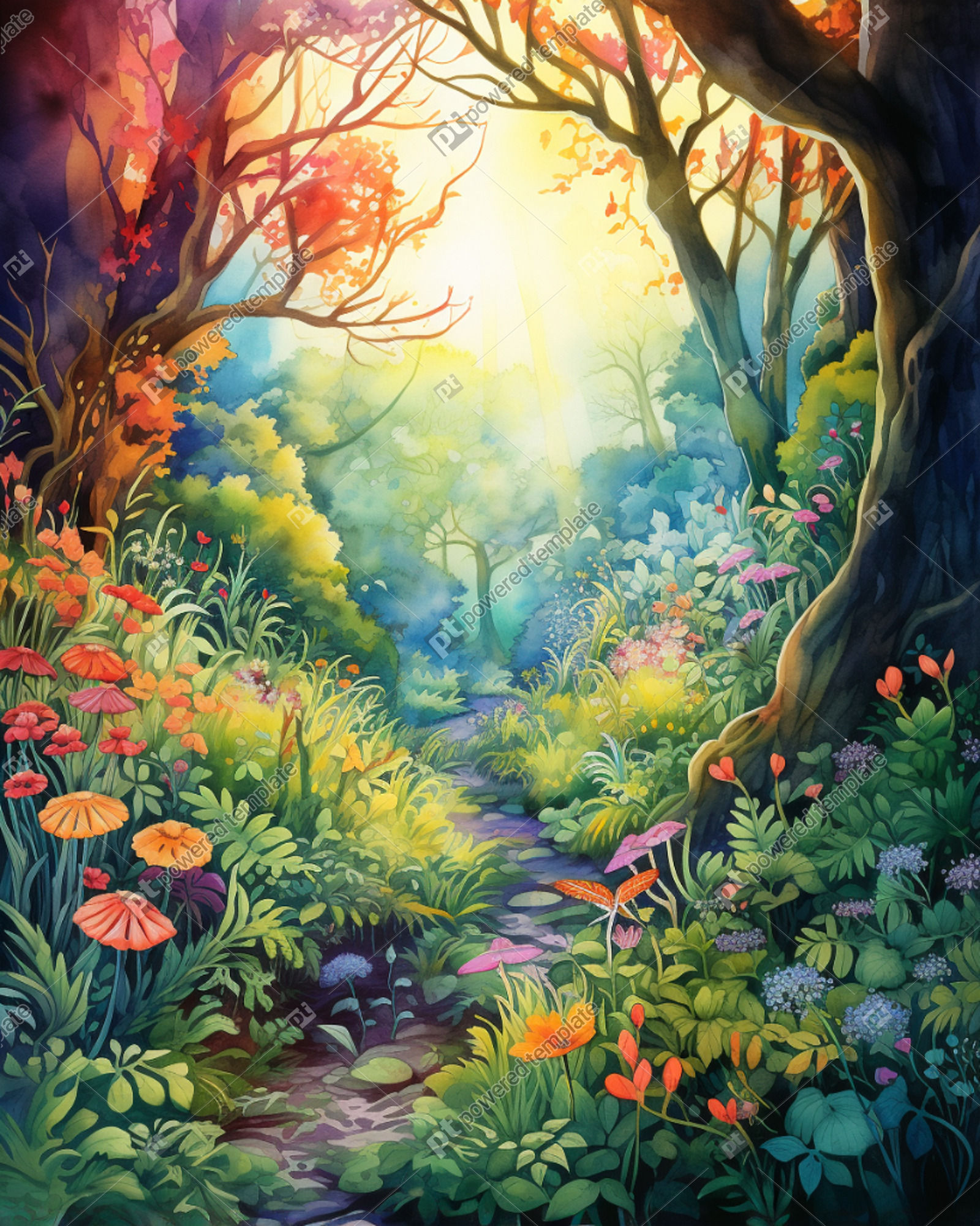 Enchanted Forest in Comic Book Watercolor Style | AI Image ...