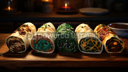 Bold and Colorful Halohump Burrito Display on Wooden Board | Free, AI ...