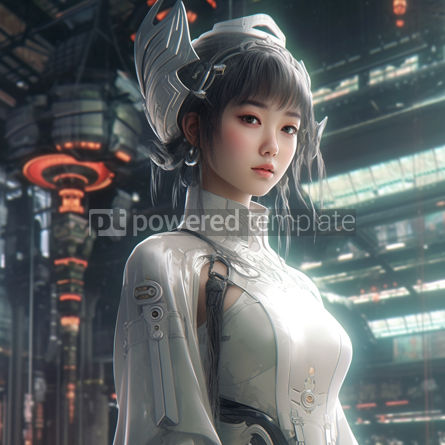 Cyberpunk-inspired Futuristic Chinese Outfit Portrait | Imagen de IA ...