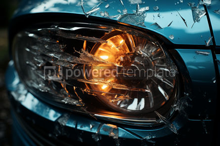 Close-Up of Cracked Headlight on New Car After Traffic Accident | Free, AI Image ...