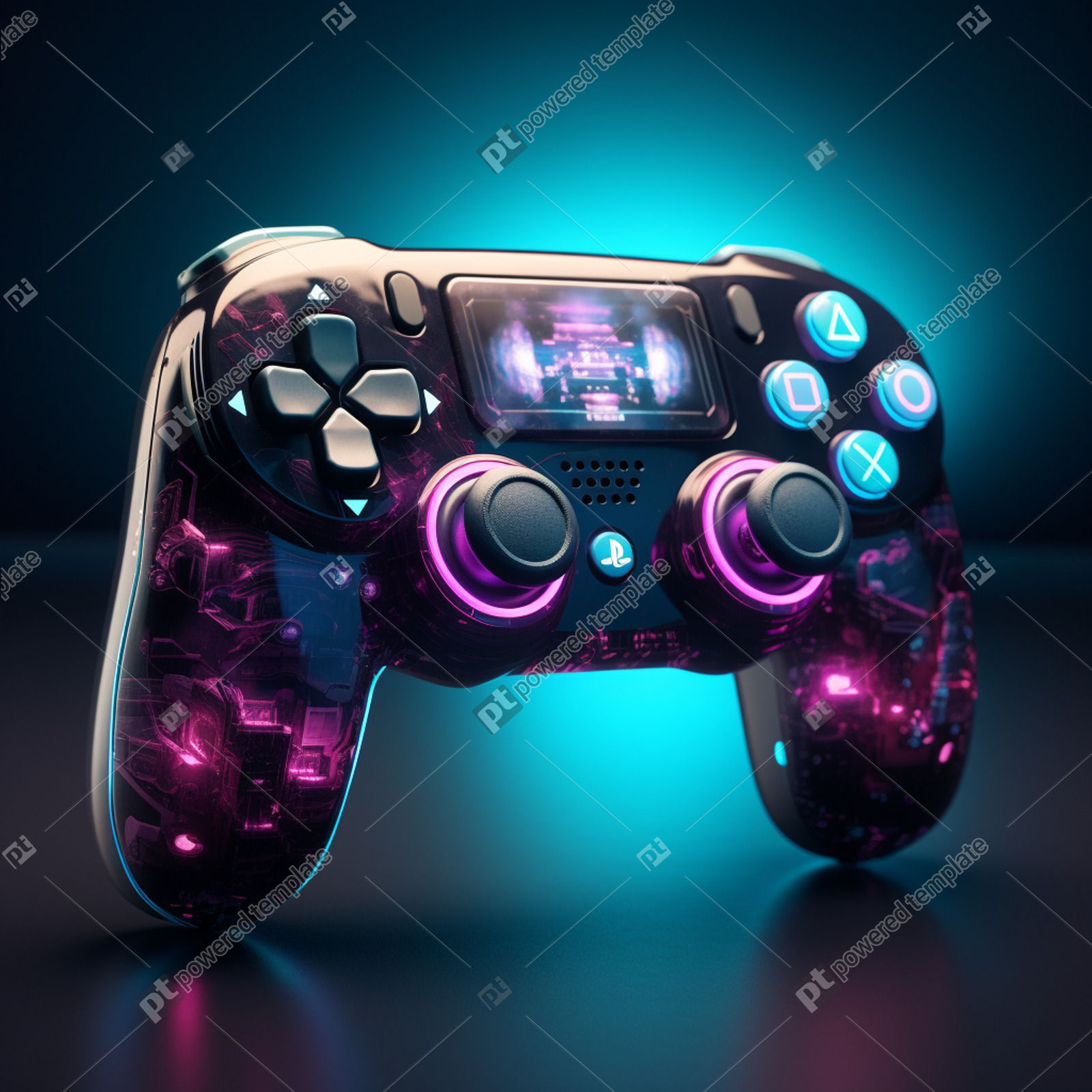 Cyberpunk-inspired Game Controller with Shattered Lightning Texture ...