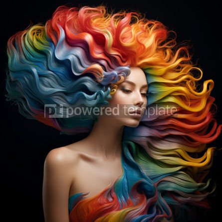 Rainbow Fractal Hair Captivating and Colorful Hairstyle of a Woman ...
