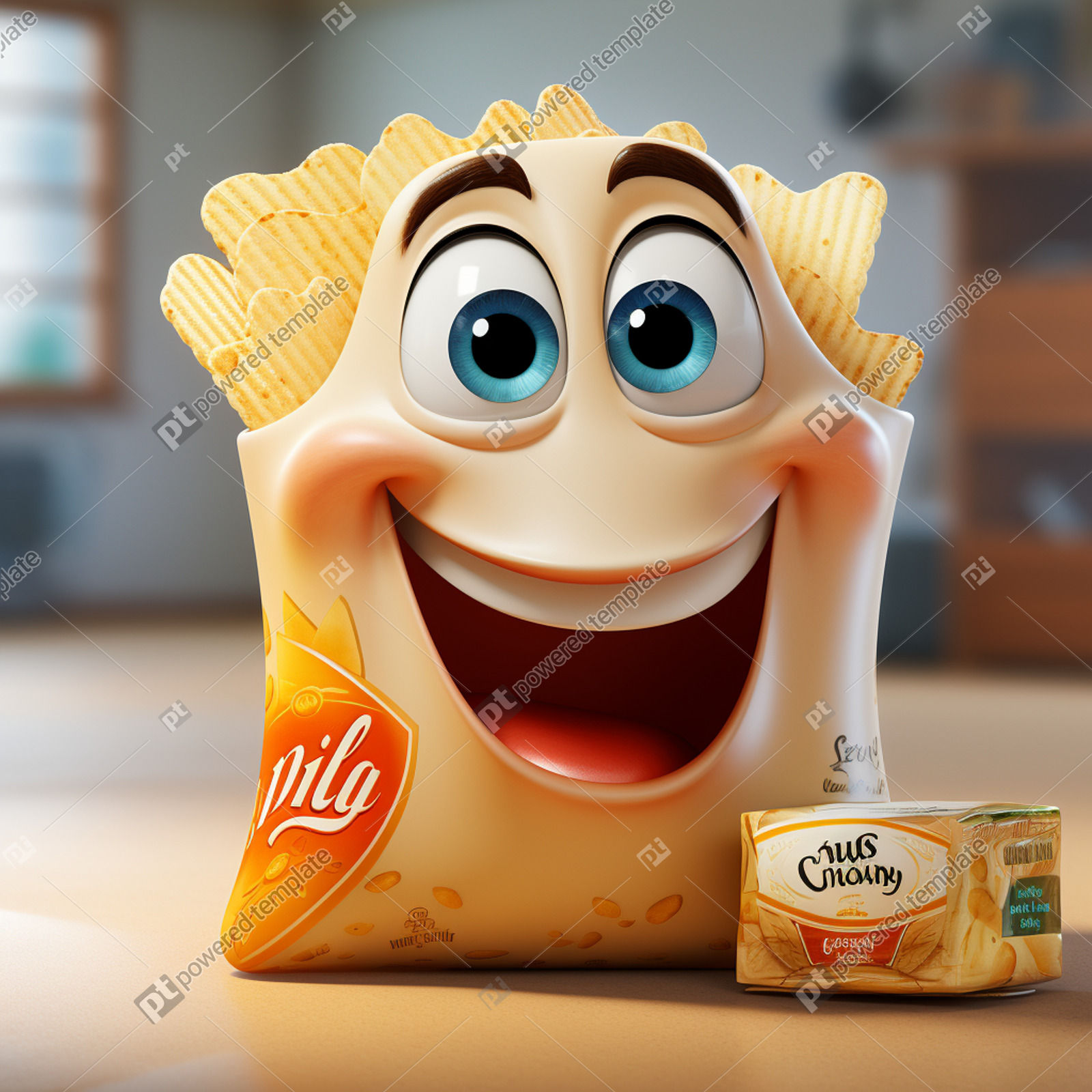Chippy the Animated Bag of Chips A Disney Pixar Inspired Character with ...