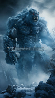 Frozen Colossus Majestic Ice Elemental in a Rocky Mountain Landscape ...