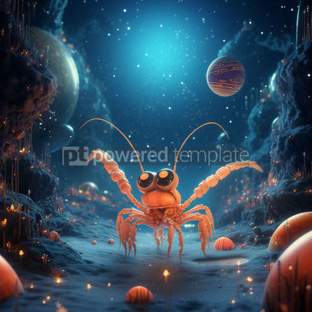 8K Pixar-style Illustration Intricate 3D Space Scene with Shrimp ...