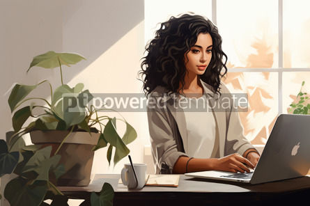 Happycore Office Beautiful Female Worker at Computer in Stylish Light ...