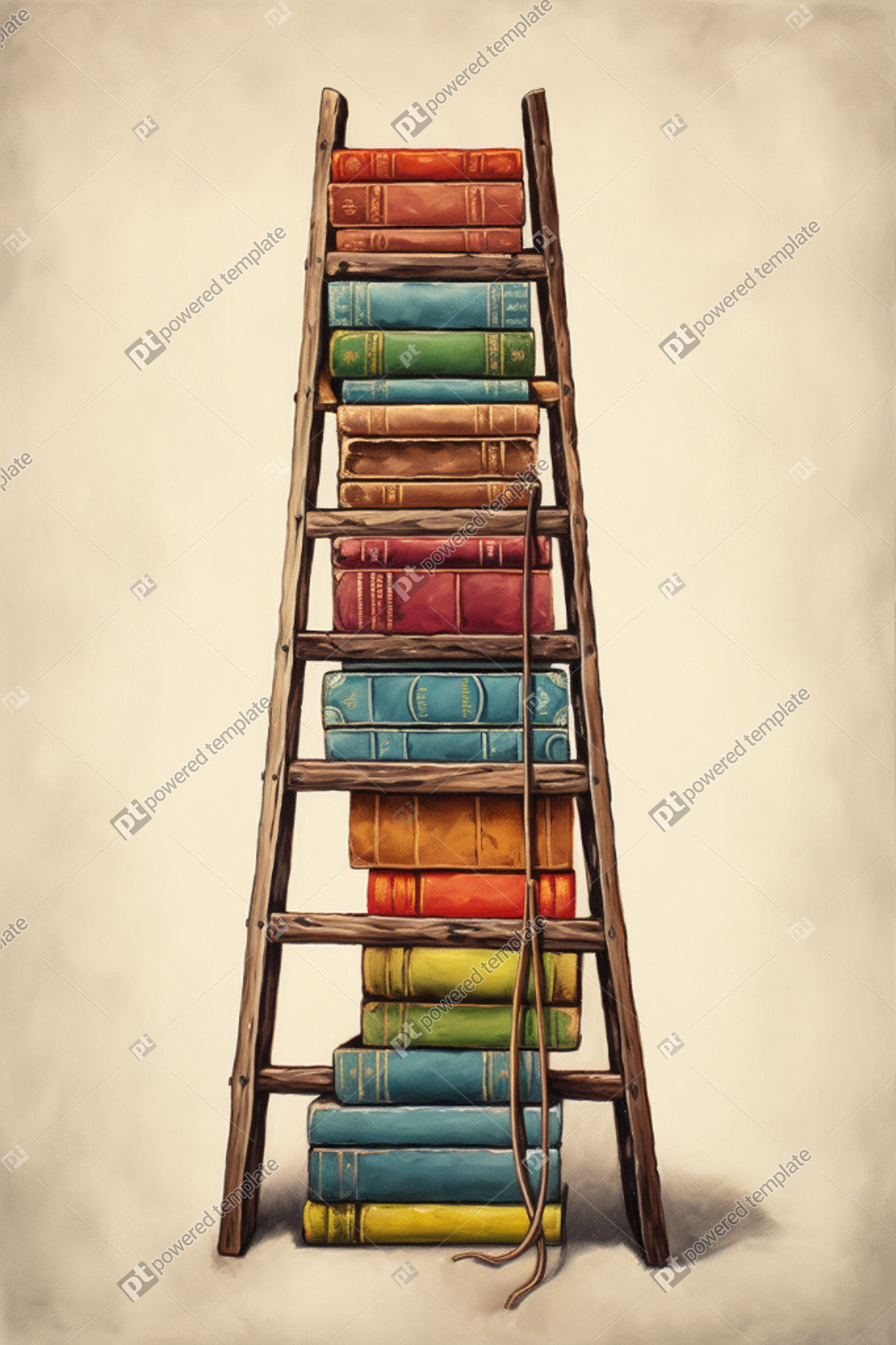 Book Towers A Colorized Grey Academia Illustration Inspired by Artists ...