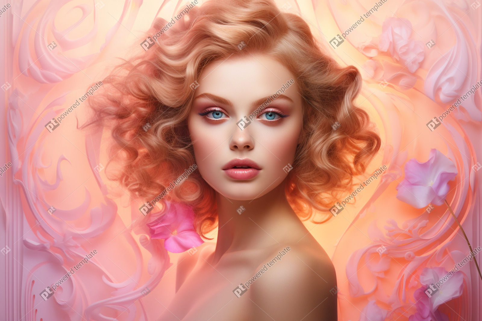 Soft Femininity in Pink A Romanticized Art Nouveau Photo by Sergey ...