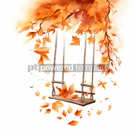 Watercolor Autumn Swing Vibrant Leaves Illustration on White Background ...