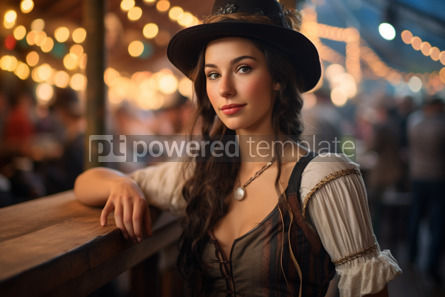 Oktoberfest Enchantment Young Woman in Gaiters and Straw Hat Photo | AI ...