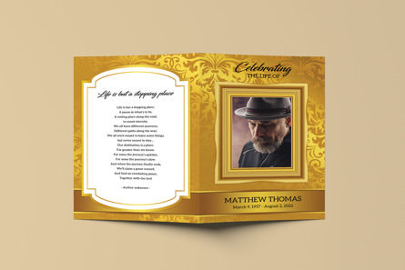 Golden Funeral Program Template | Brochure | sistec | 129606 ...