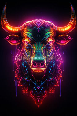 Colorful Neon Electric Bull Ultra-Realistic 3D Render | AI Image ...