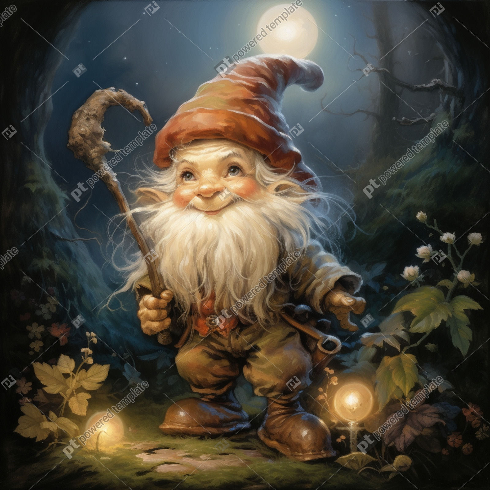 Illustration Moonbeam Guardian A Cute Cartoon Gnome Honoring Boundaries ...