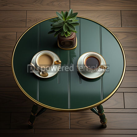 Photorealistic Top View of Wooden Coffee Table with 2 Cups of Coffee ...