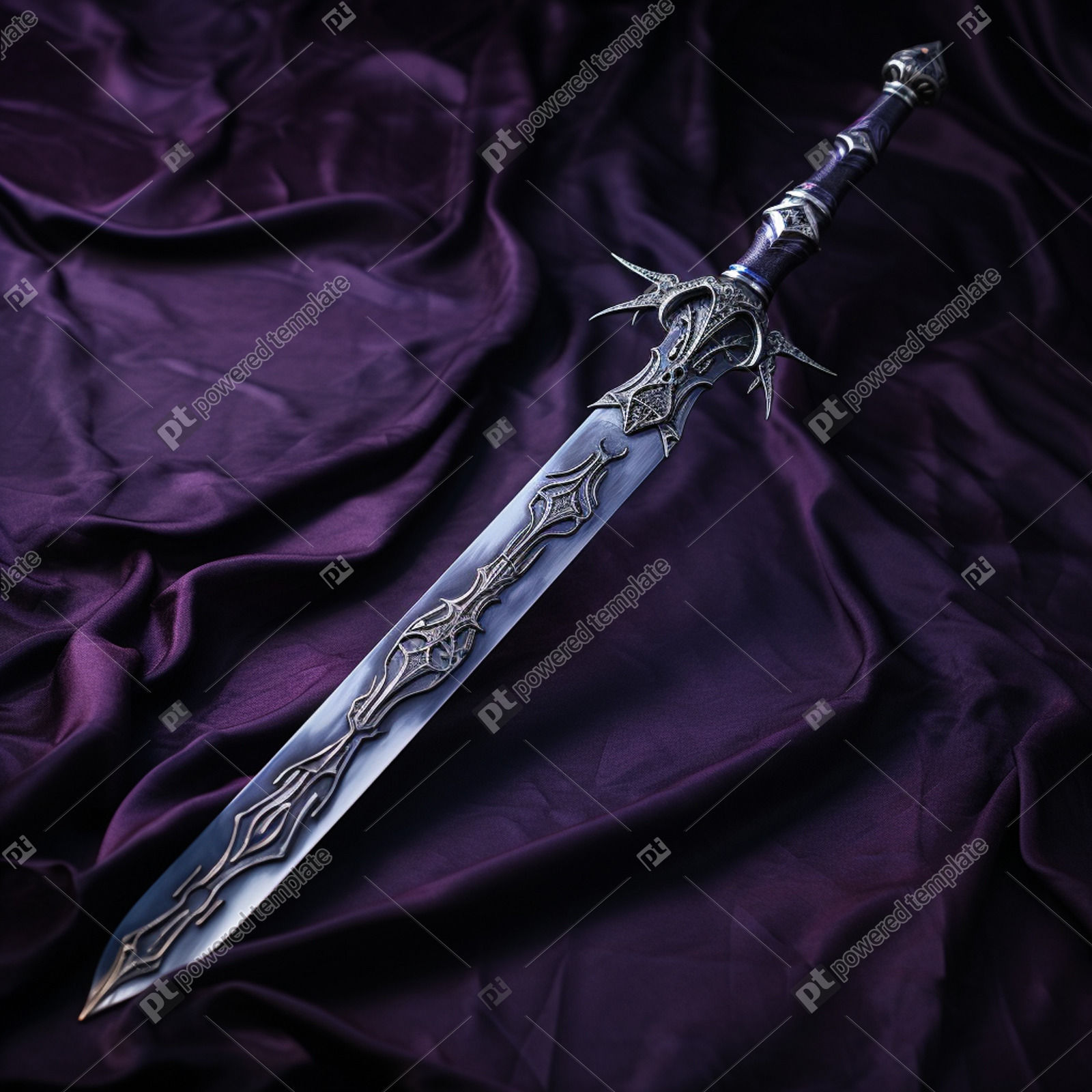 Illustration Malevolent Luxury Medieval Longsword with Dark Purple Aura ...
