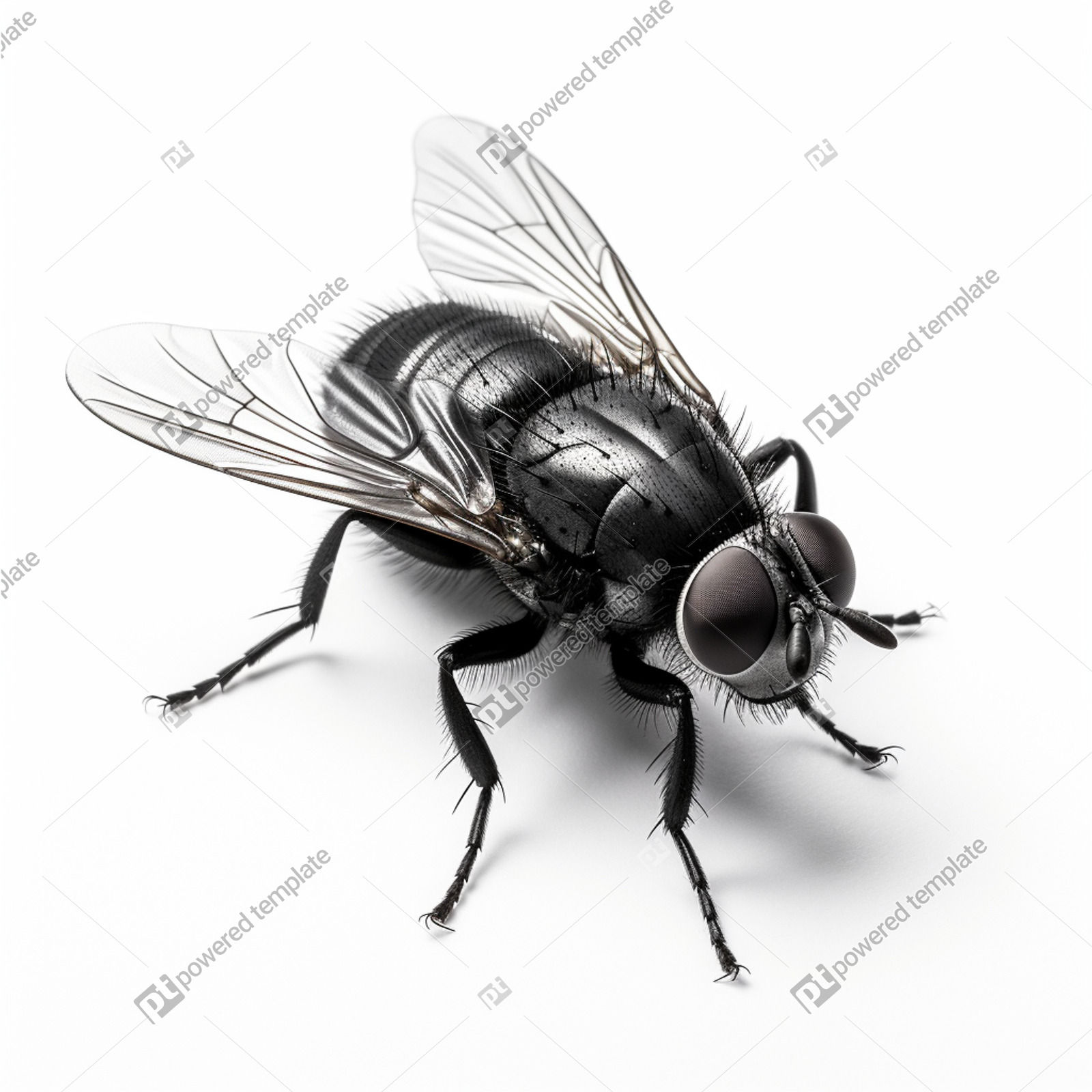 Monochrome Macro A Close-up of a Fly on White | AI Image ...