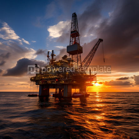 Hyperrealistic Sunset Dramatic Lighting on Offshore Oil Rig Photo | AI ...