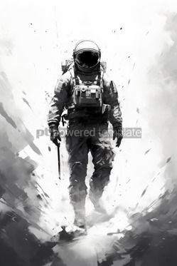 Sci-Fi Anime Character Blurred Face of NASA Astronaut in Impasto Full ...