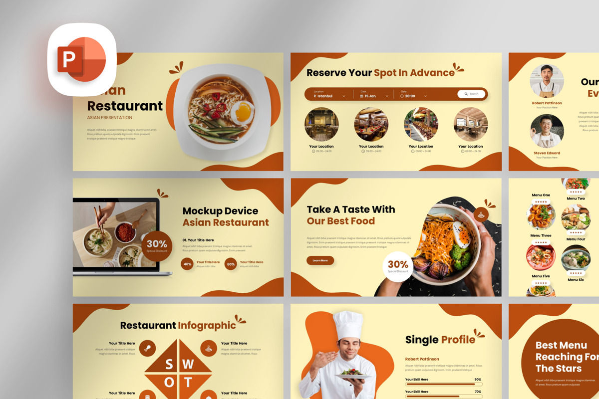 Asian Restaurant PowerPoint Template Presentation Template 136327