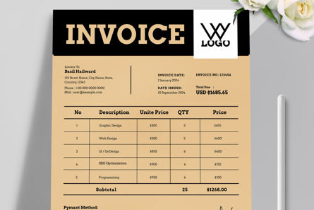 Retro Invoice Design Template | Stationery | MightyDesign | 137809 ...