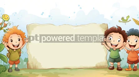 Illustration of Happy Children with a Blank Sign | Free, AI Image ...