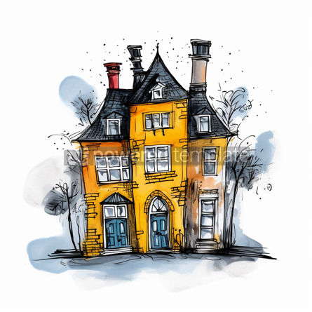 Illustration The Yellow House | Free, AI Image | PoweredTemplate ...