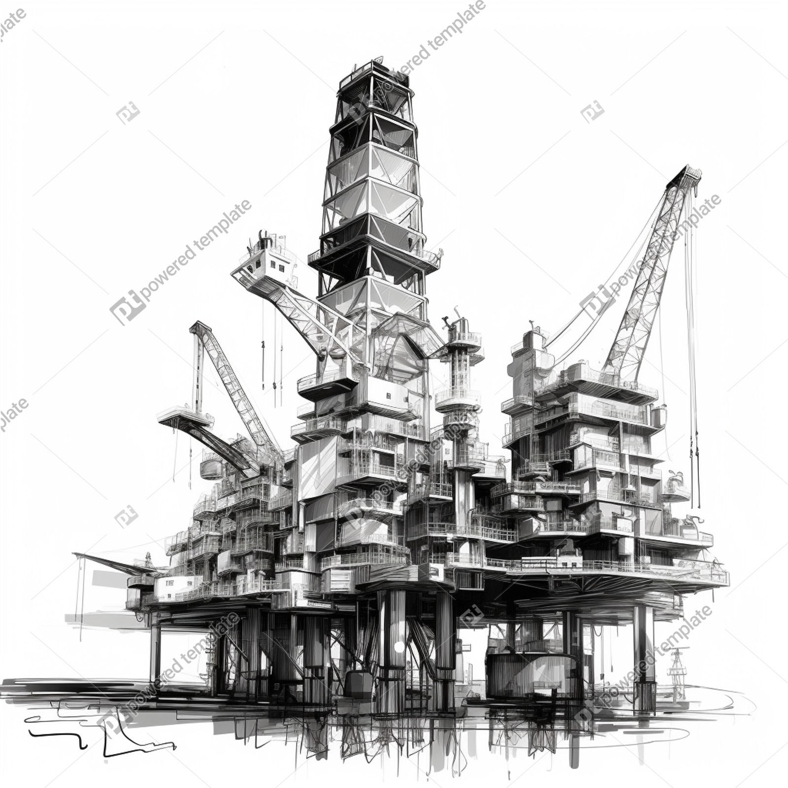 Illustration of An Offshore Oil Rig | Free, AI Image | PoweredTemplate ...