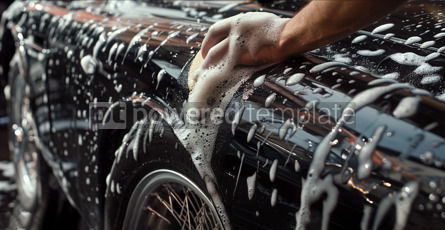 Photo of Hand Washing a Black Vintage Car | AI Image | PoweredTemplate ...