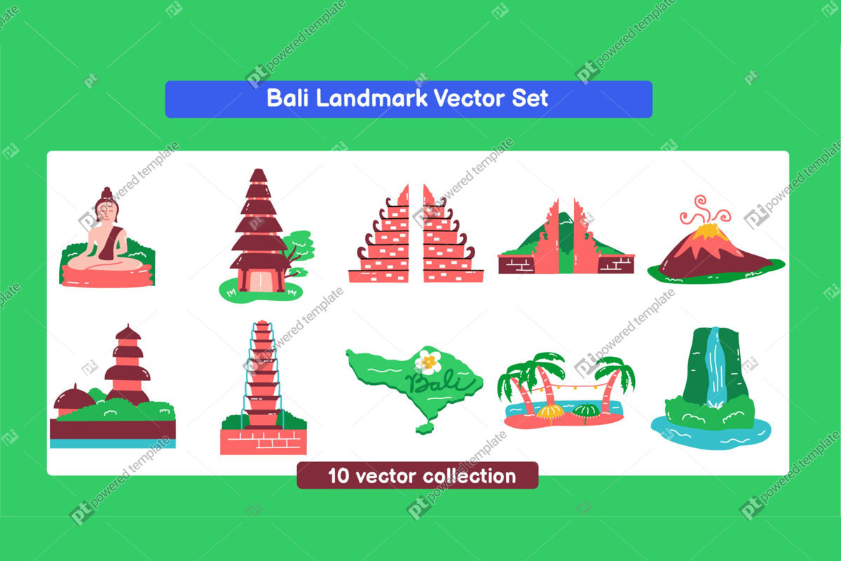 Bali Landmark Vector Set, PowerPoint Animation | 04546 ...