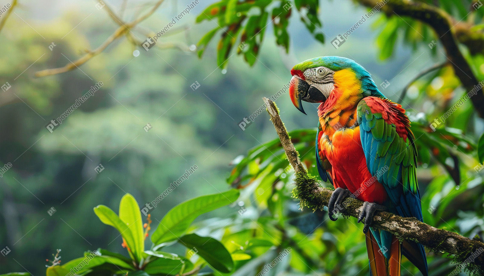 Image of a Scarlet Macaw Perched on a Branch in the Rainforest | AI ...
