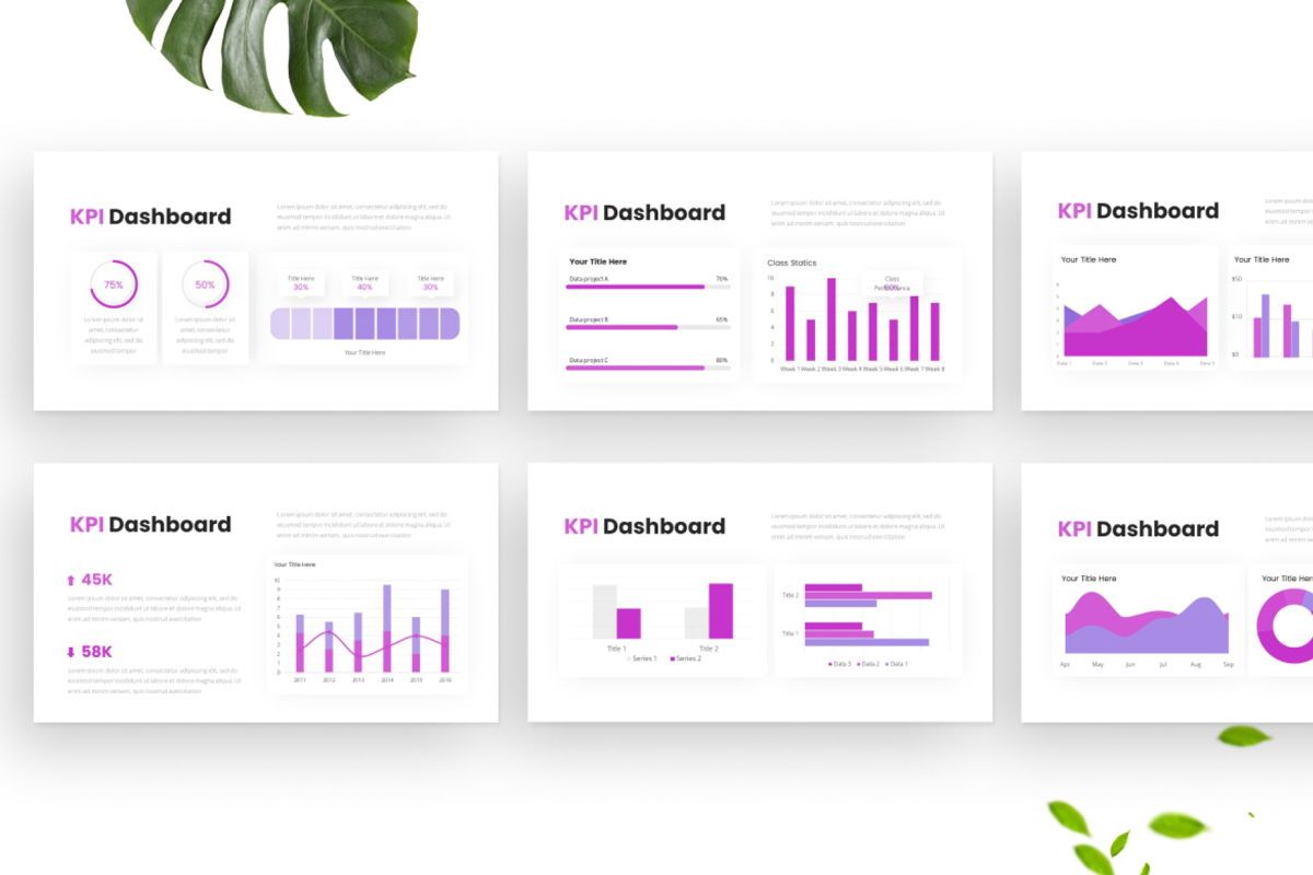 Violet KPI Dashboard Analysis - PowerPoint Template | Presentation ...