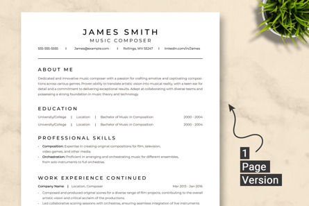 Music Composer Resume Template | Resume Template | SwiftResume | 141960 ...