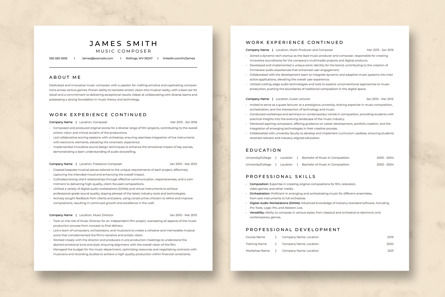 Music Composer Resume Template | Resume Template | SwiftResume | 141960 ...